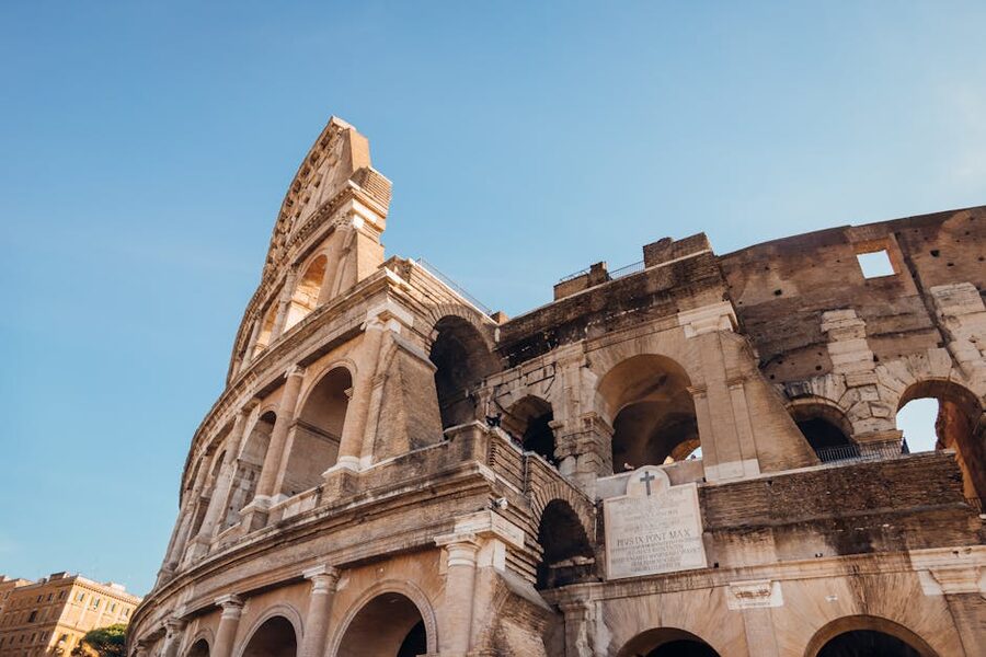 Colosseum exterior side view on a sunny day