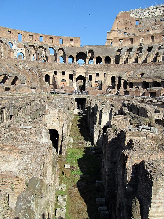 Colosseum hypogeum tunnels with brick walls
