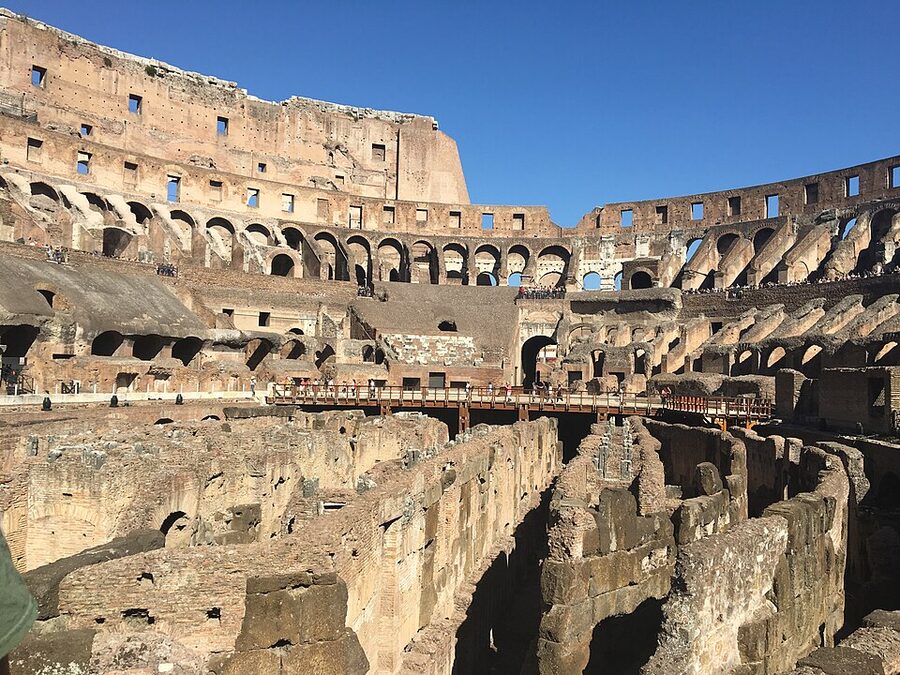 Colosseum interior clearly showing the hypogeum from above