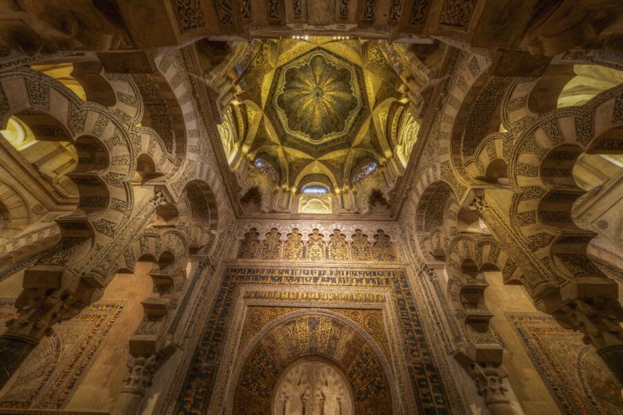 Elaborate cathedral interior detail inside the Mezquita Cordoba