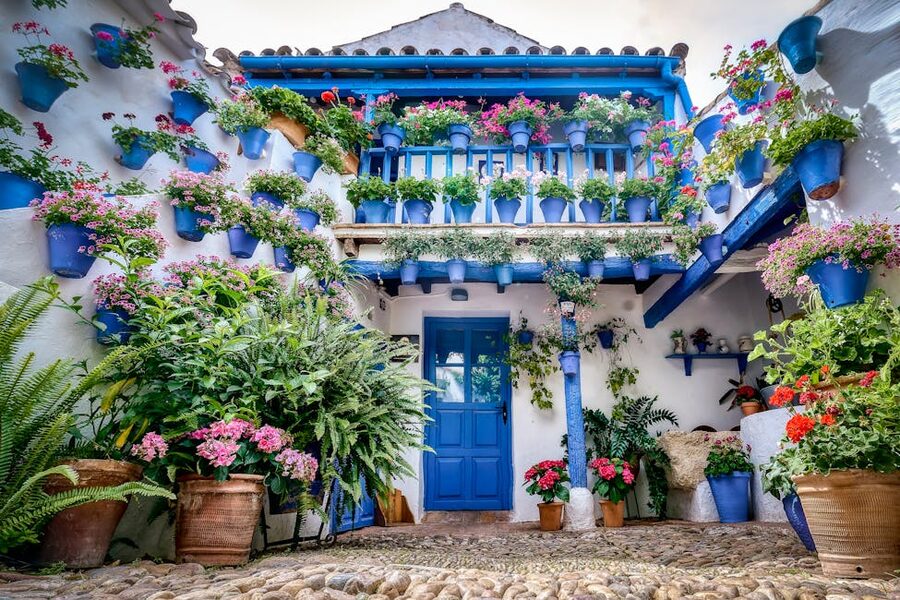 Flower-decorated patio in Cordoba