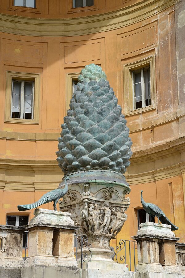 The Cortile della Pigna with the bronze pinecone fountain at the Vatican Museums
