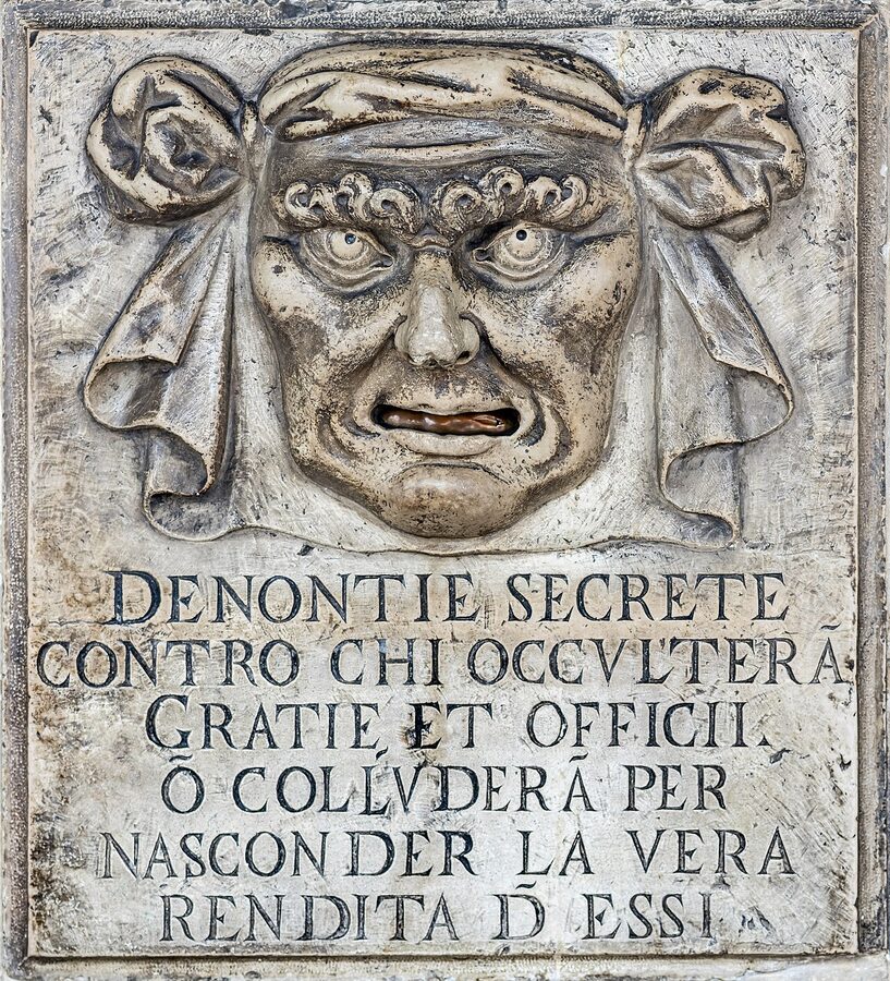 Bocca di Leone denunciation slot in the Doge's Palace