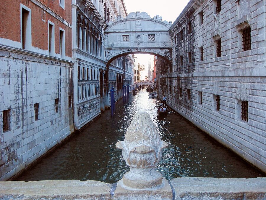 Interior of the Bridge of Sighs from inside the Doge's Palace