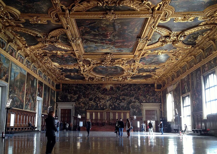 Sala del Maggior Consiglio inside the Doge's Palace Venice
