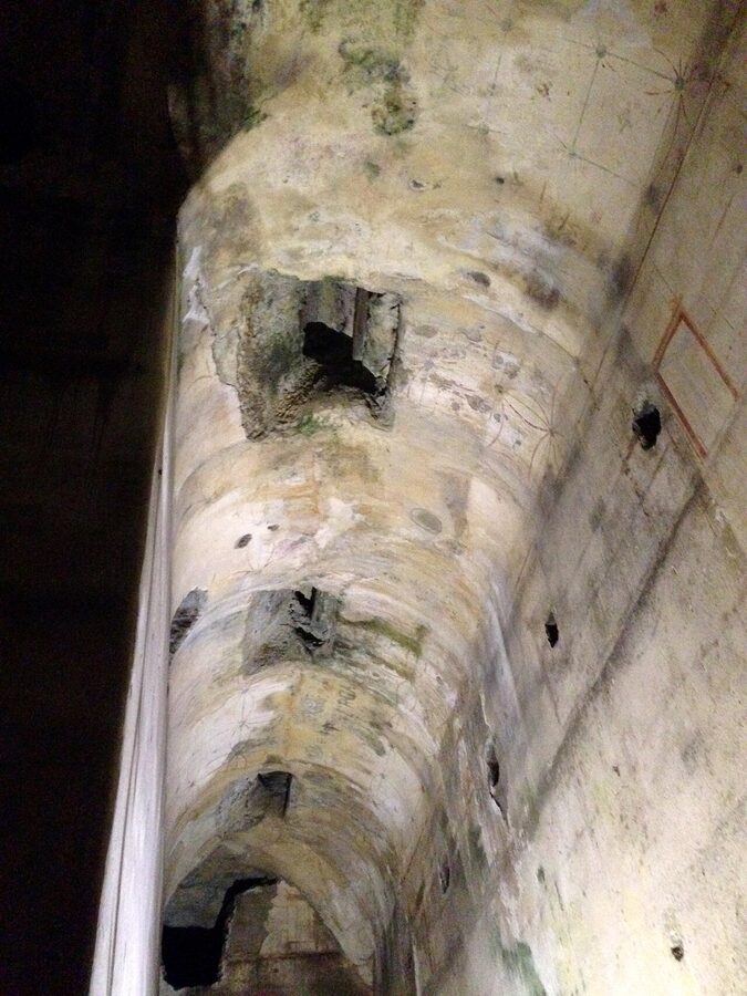 Light shaft viewed from above at the Domus Aurea, Rome