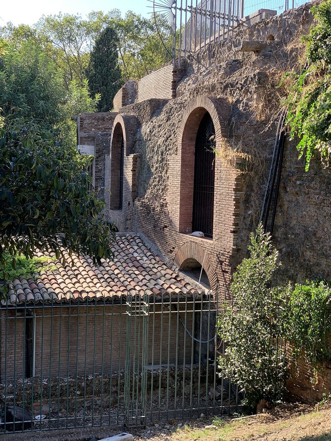 Detail of vaulting and exposed Roman brick at the Domus Aurea
