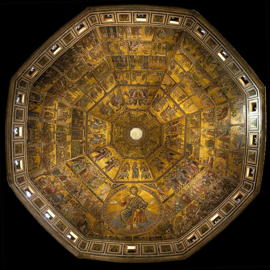Florence Baptistery full ceiling mosaic with Christ Pantocrator