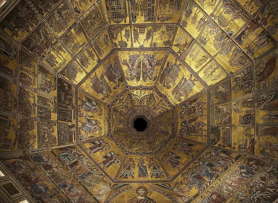 Florence Baptistery golden mosaic ceiling