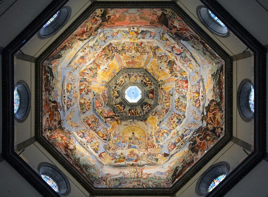 Detail of Brunelleschi's dome and lantern from below
