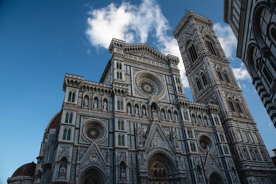 Florence Cathedral marble facade close up