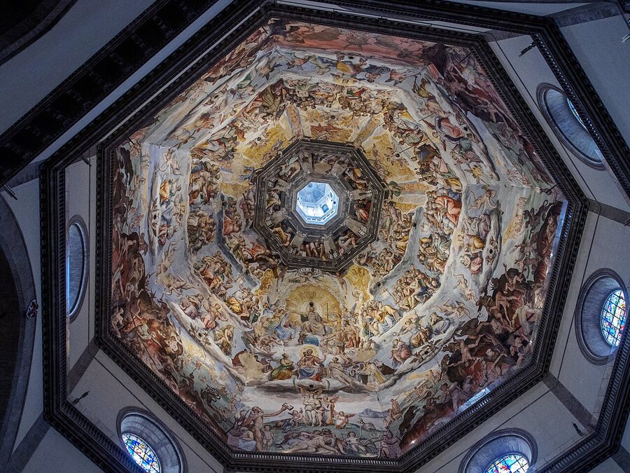 Last Judgement frescoes by Vasari and Zuccari inside the Florence dome