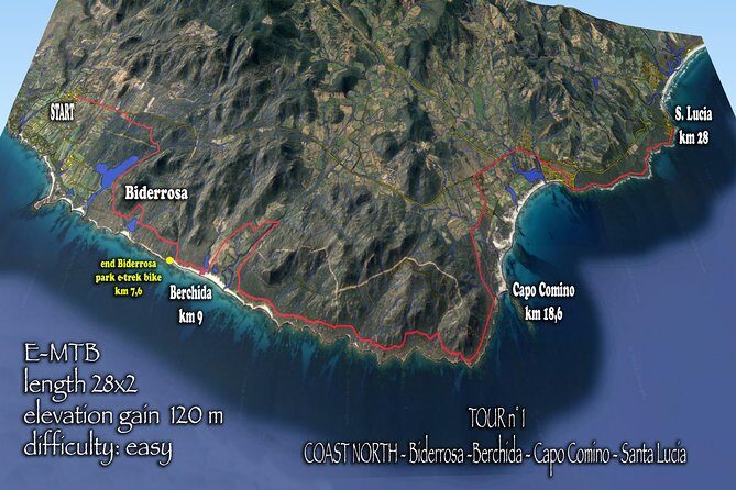 Easy ride to Biderosa, Berchida, & Capo Comino, with Electric Mountain Bikes - The Itinerary in Detail