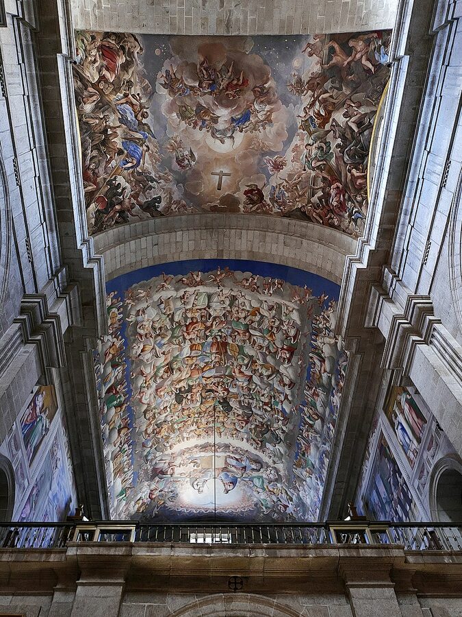 Vault frescoes inside the Royal Basilica of El Escorial