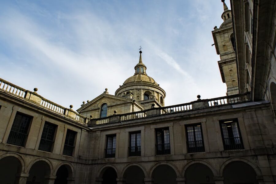 El Escorial domes against a clear sky