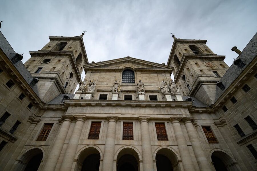 El Escorial historic facade low angle view