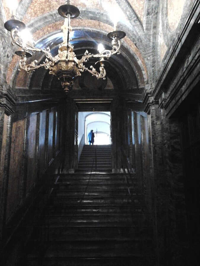 Marble staircase descending into the Pantheon of the Kings, El Escorial