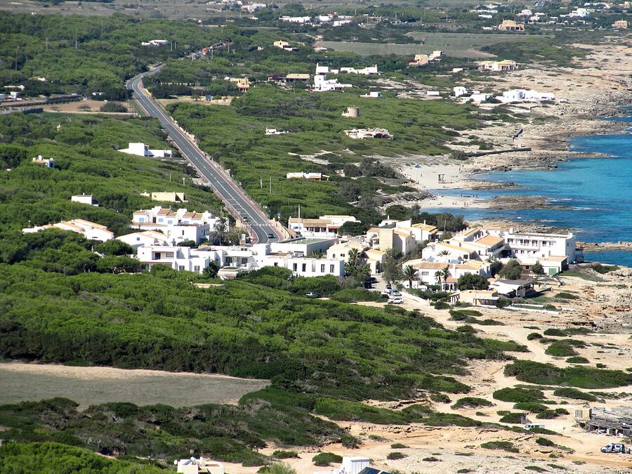 Es Calo de Sant Agusti boat shacks Formentera in October