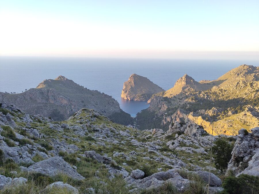 View of Sa Calobra cove from Clots Carbons in Escorca