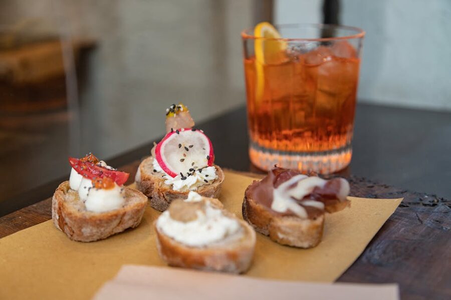 Italian crostini with Aperol Spritz in Firenze