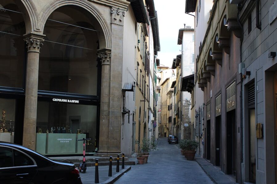 Narrow street in Florence with Renaissance architecture