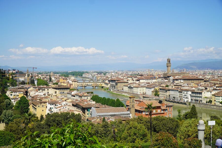 Florence skyline from Piazzale Michelangelo with the Duomo and Tuscan hills