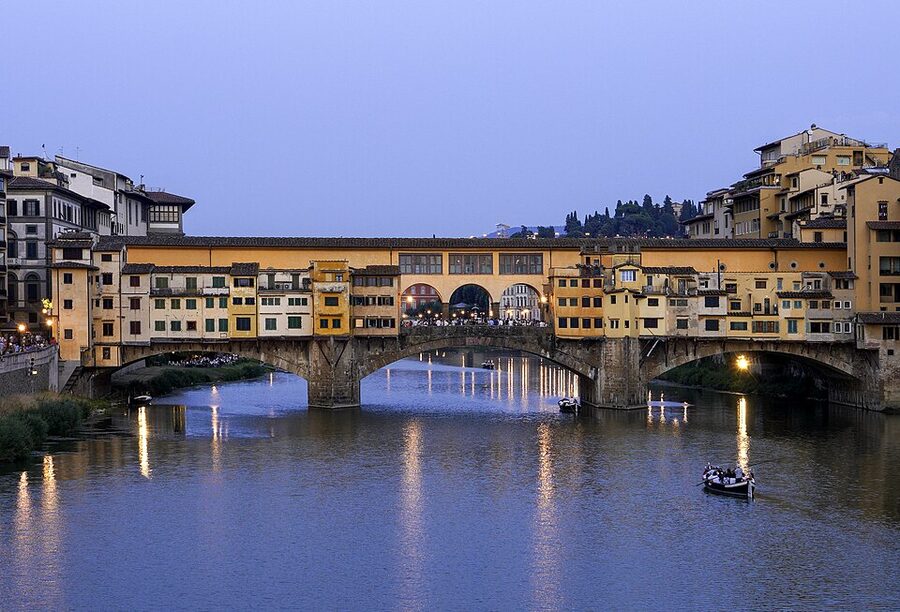 Ponte Vecchio Florence at blue hour from Ponte Santa Trinita