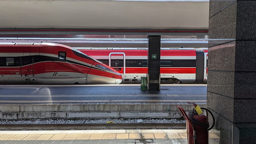 Trenitalia Frecciarossa high-speed trains parked at Napoli Centrale