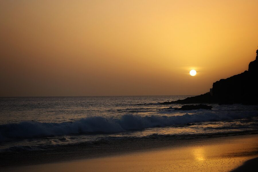 Fuerteventura coast at sunset