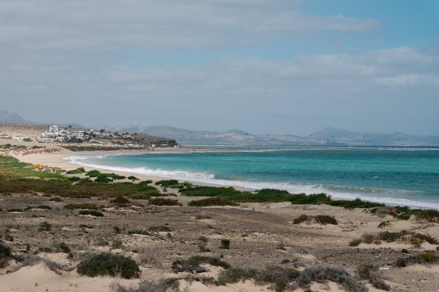 Fuerteventura turquoise cove with sand beach