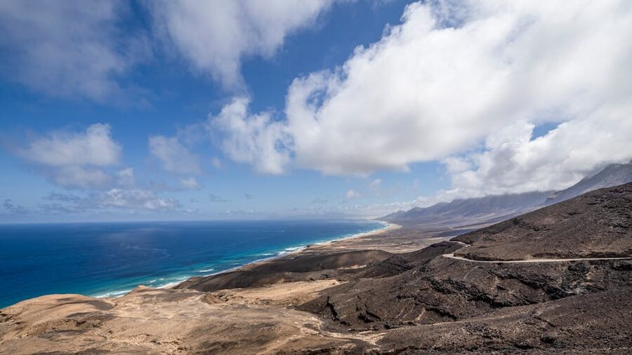 Fuerteventura volcanic coast aerial