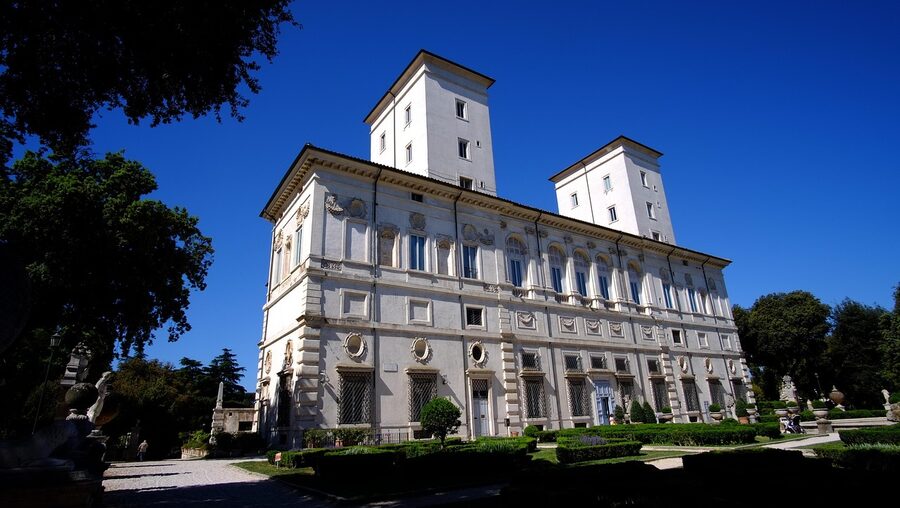 Side view of the Borghese Gallery building in Rome
