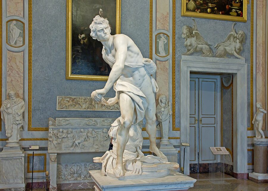 Bernini's David sculpture at the Galleria Borghese
