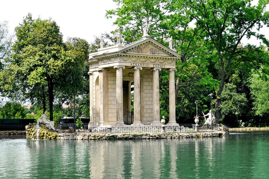 The Galleria Borghese building seen from the Villa Borghese park grounds
