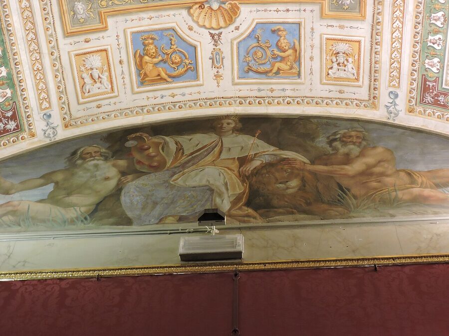 Galleria Palatina at Pitti Palace with paintings hung salon-style