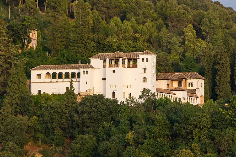 Generalife palace exterior viewed from Sacromonte hill