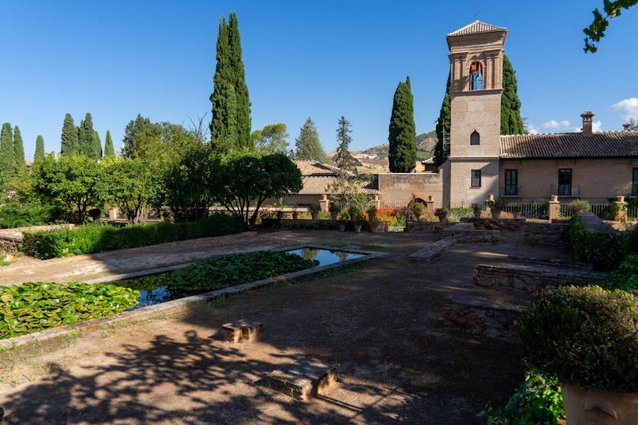 Lush gardens and historic architecture at the Alhambra