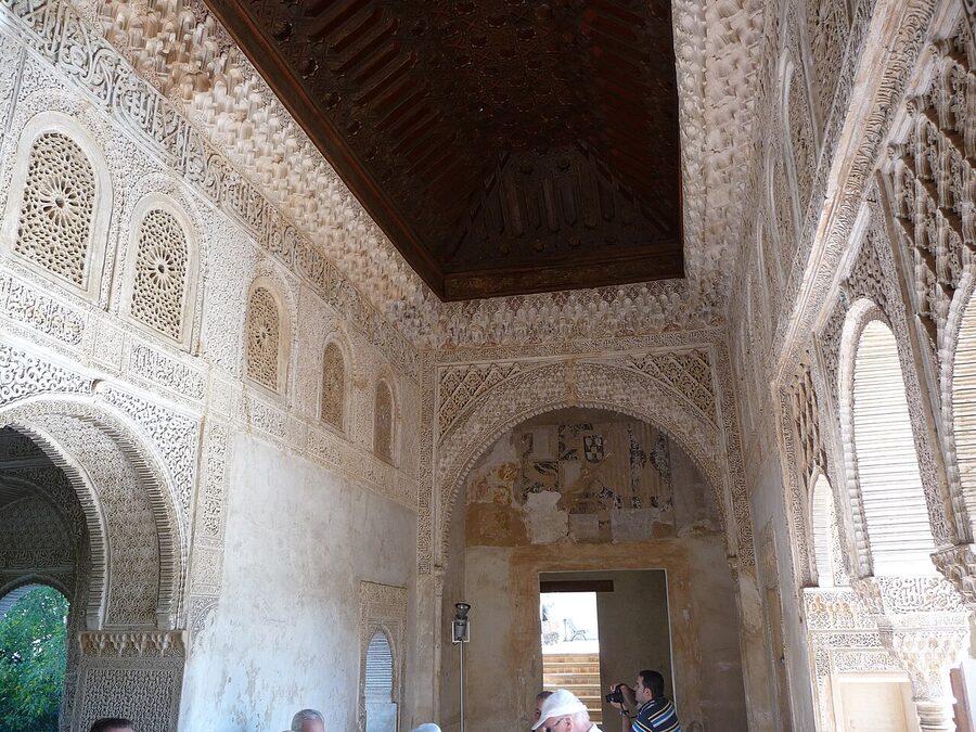 Sala Regia interior in the Generalife palace with stucco arches