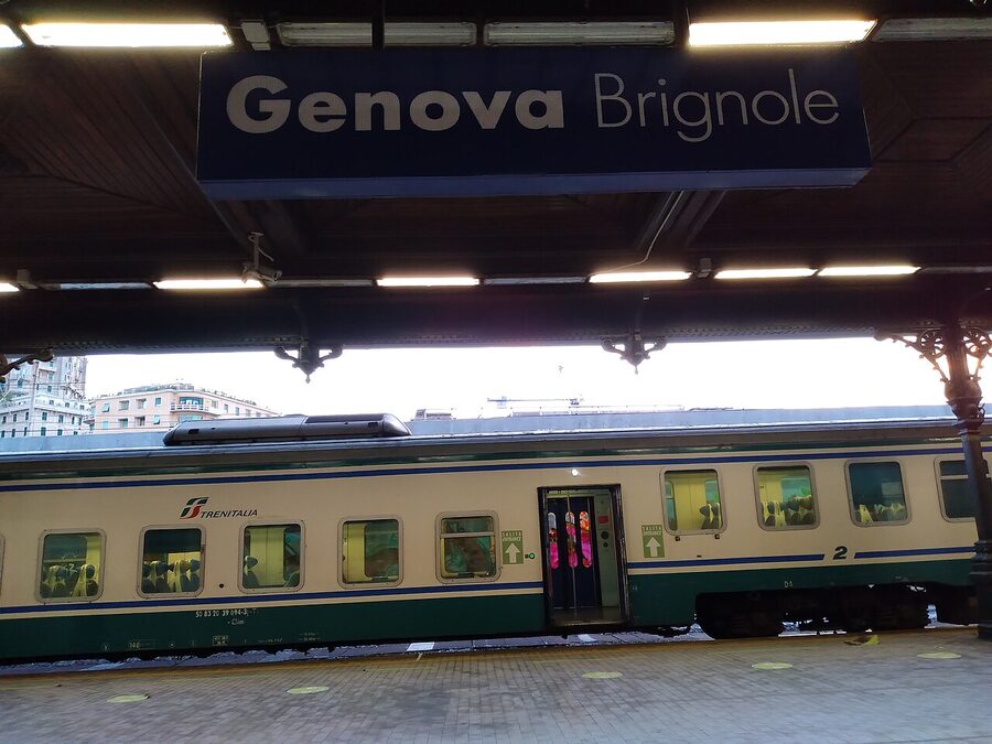 Genova Brignole railway station exterior in central Genoa