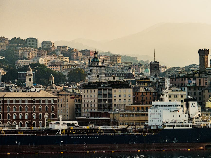 Genoa cityscape and historic architecture in the old town