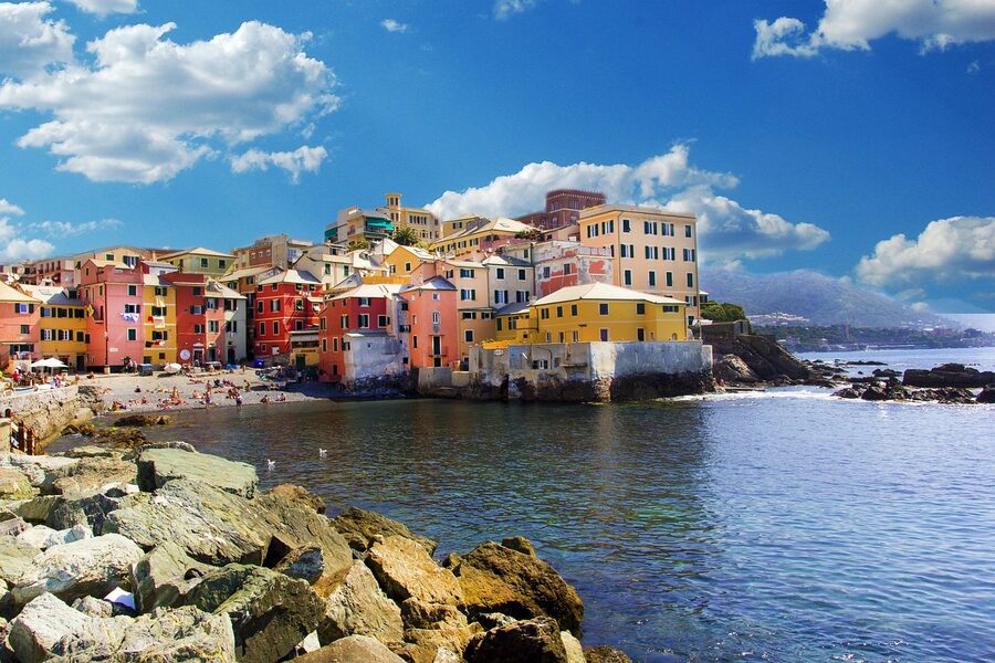 Boccadasse fishing village panorama in Genoa