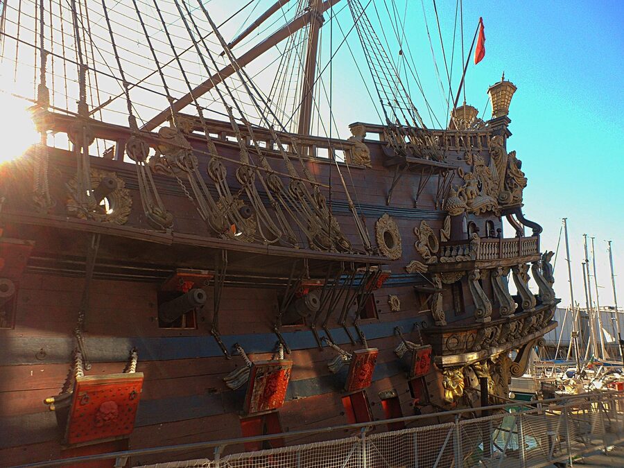 Neptune galleon ship docked in Genoa old port