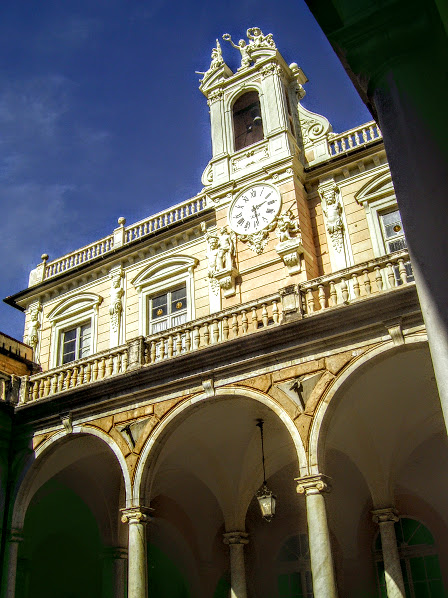 Palazzo Tursi courtyard detail in Genoa, one of the Rolli Palaces