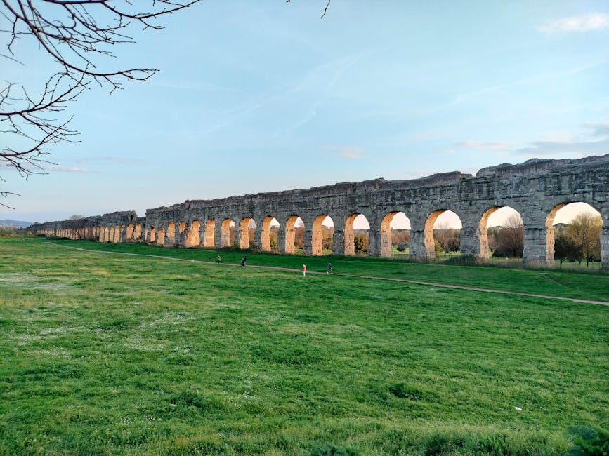 Roman aqueduct in a Rome park