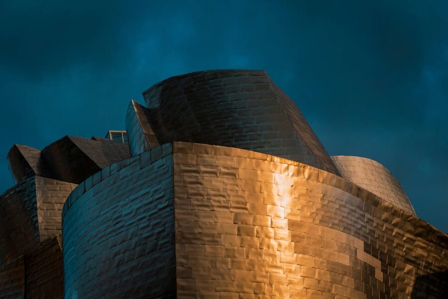 Close-up of Guggenheim Bilbao titanium architecture