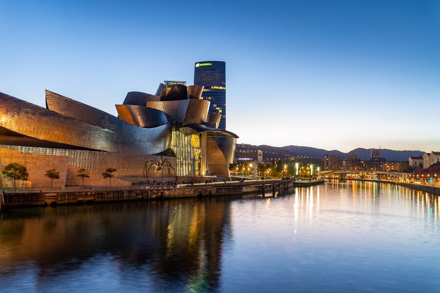 Guggenheim Bilbao reflected in Nervion River