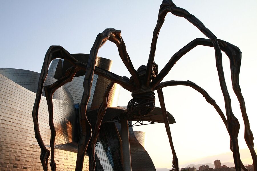 Maman spider sculpture shadow at Guggenheim Bilbao