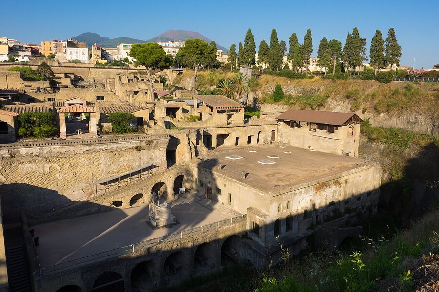 Roman baths at the centre of Herculaneum ruins