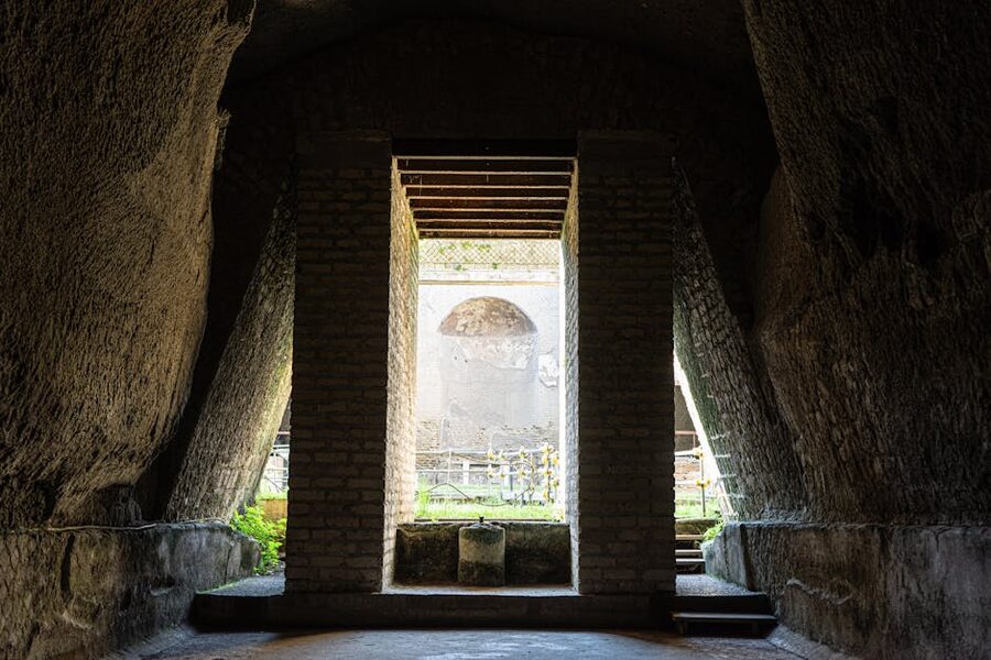 Interior view of an ancient Roman structure at Herculaneum