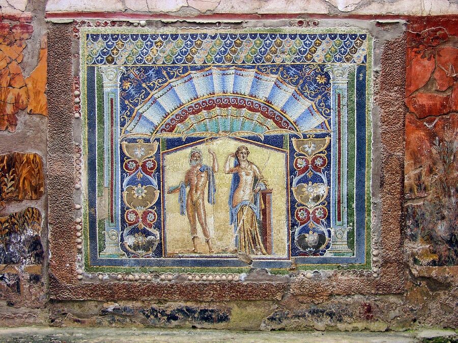 Original Roman mosaic floor at Herculaneum